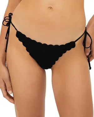 Beach Riot Soleil Crochet Side Tie Bikini Bottom - Black