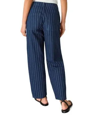 Whistles Pinstripe Barrel Leg High Rise Jeans