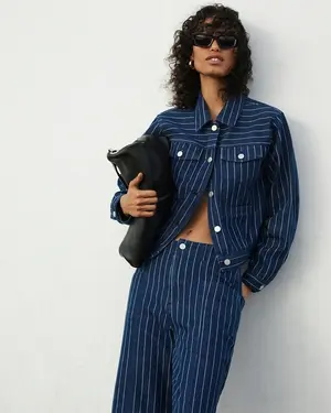 Whistles Pinstriped Denim Jacket