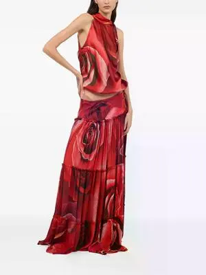Roberto Cavalli Printed Silk Halterneck Top