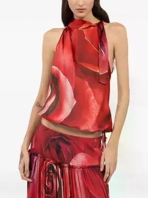 Roberto Cavalli Printed Silk Halterneck Top