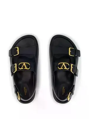 Valentino Garavani Vlogo Signature Buckle-detail Sandals - Black