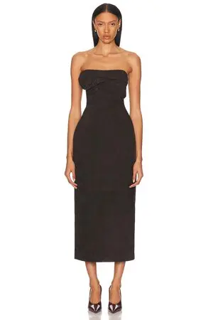 Magda Butrym Strapless Ruched Leather Dress