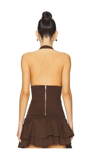 WeWoreWhat Halter Neck Corset Top - Chestnut