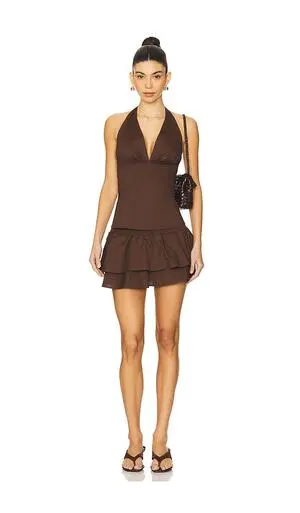 WeWoreWhat Halter Neck Corset Top - Chestnut