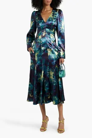 Ulla Johnson Printed Satin Midi Dress