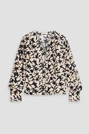 Ulla Johnson Safi Printed Crepe Blouse - Cream