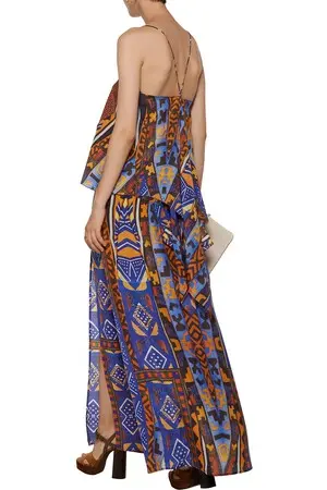 Camilla Draped Printed Silk-chiffon Camisole