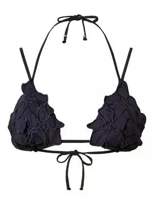 TWINSET Floral-appliqué Triangle Bikini Top - Blue