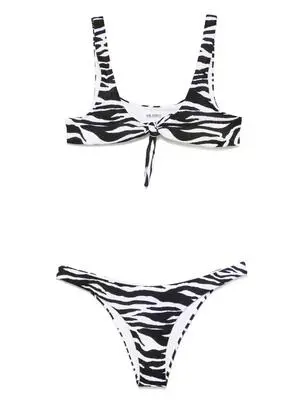 Attico Zebra-print Two-piece Bikini - White