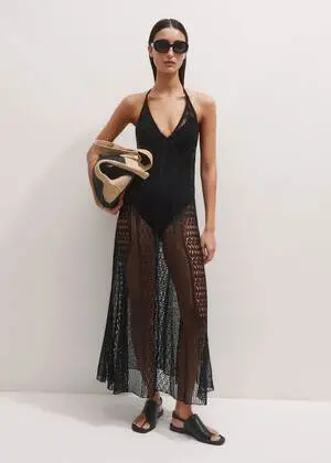 ME+EM Pointelle Halterneck Midi Dress