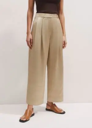 ME+EM Elevated Metallic Wide Leg Crop Trousers