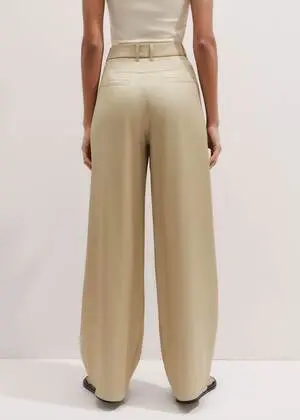 ME+EM Elevated Metallic Tailored Wide-leg Trousers - Gold