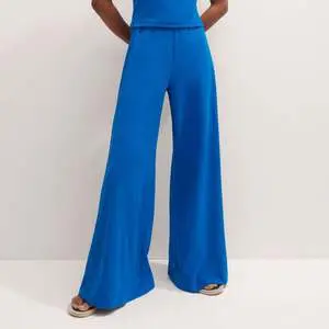 ME+EM Towelling Halterneck Crop Top - Lapis Blue