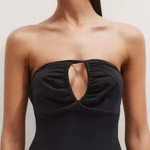 ME+EM Multiway Neck Ruched One Piece Swimsuit - Black
