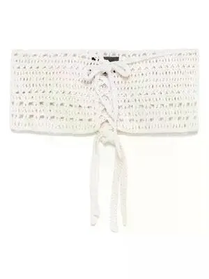 A.M.G. Knitted Strapless Crop Top - White