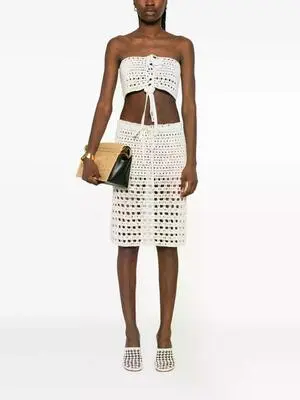 A.M.G. Knitted Strapless Crop Top - White