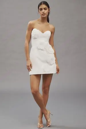 HELSI Gia Strapless 3d Floral Mini Dress - White