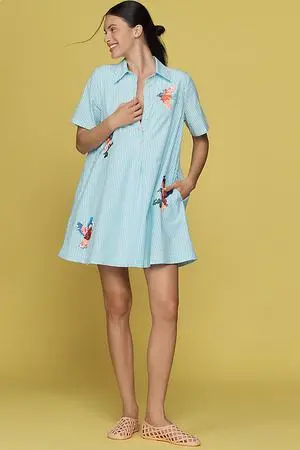 sachin and babi light blue dress Maeve Denim Embroidered Fit & Flare Mini Dress