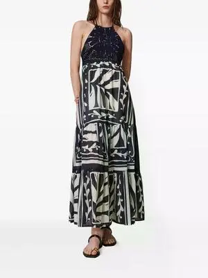 TWINSET Embroidered Halterneck Maxi Dress