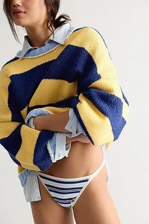 Free People Colorblocked Pullover Sweater - Midnight Combo