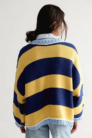Free People Colorblocked Pullover Sweater - Midnight Combo