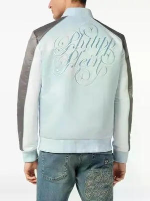 Philipp Plein Logo-embroidered Satin Bomber Jacket