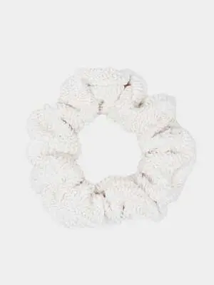 Hunza G Crinkle Scrunchie White
