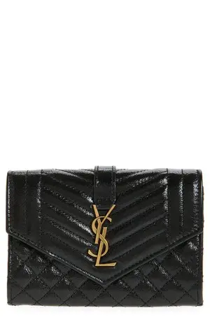 Saint Laurent Cassandre Quilted Leather Envelope Wallet