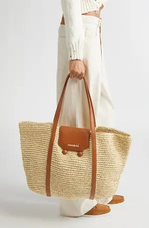 Marni Medium Trunkaroo Woven Tote - Natural