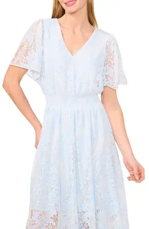 CECE DUPRAZ Lace Smocked Waist Maxi Dress