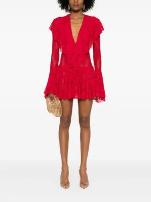 Norma Kamali V-neck Ruffled Mini Dress