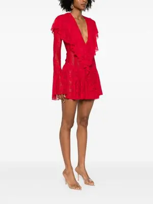 Norma Kamali V-neck Ruffled Mini Dress