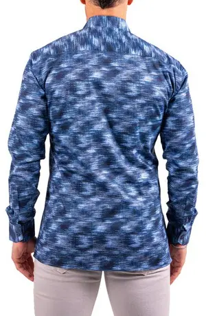 MACEOO Denim Print Resistance Contemporary Button-up Shirt