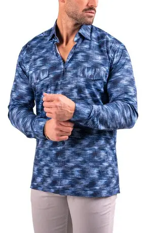 MACEOO Denim Print Resistance Contemporary Button-up Shirt