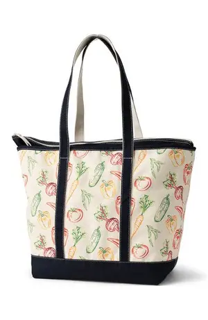 LANDS' END Print Canvas Tote Bag - Vegetable Multi/natural