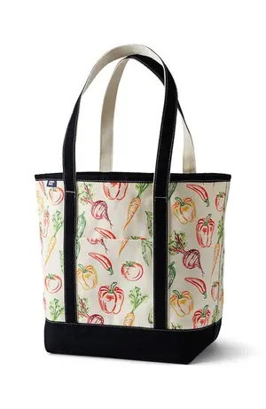 LANDS' END Print Canvas Tote Bag - Vegetable Multi/natural