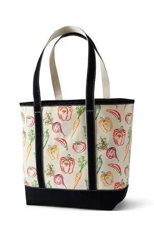 LANDS' END Print Canvas Tote Bag - Vegetable Multi/natural
