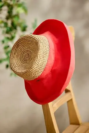 TERRAIN Crochet Crown Bucket Hat - Tomato
