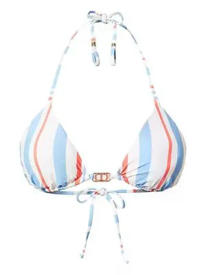 TWINSET Striped Triangle Bikini Top - White