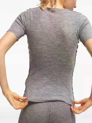 GUDRUN & GUDRUN Barbara V-neck Short-sleeve Top - Grey
