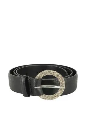 ORTIGNI Pebbled Leather Belt With Embellished Buckle - Black
