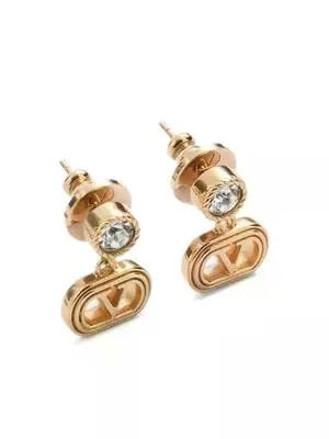 Valentino Garavani Vlogo Crystal-embellished Drop Earrings - Gold