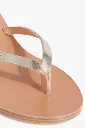 ANCIENT GREEK SANDALS Dihalo Buckled Metallic Leather Flip Flops - Platinum