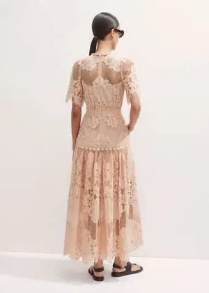 ME+EM Graphic Floral Lace Maxi Dress Pale Blush - Women's - Lace - Size US 0