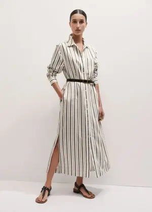 ME+EM Fluid Maxi Shirt Dress - Soft White/tobacco