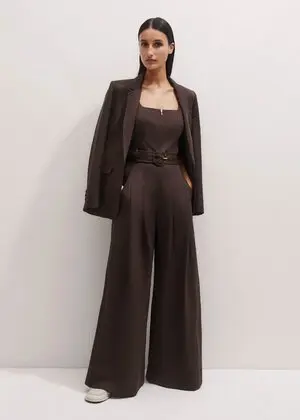 ME+EM Linen Blend Tailored Jumpsuit With Belt