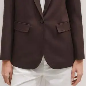 ME+EM Sharp Shoulder Straight Blazer - Summer Chocolate