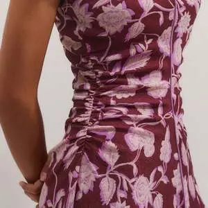ME+EM Hibiscus Print Ruched Mini Dress