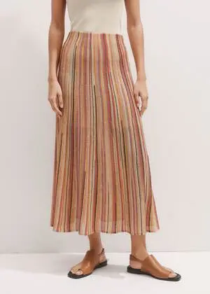 ME+EM Metallic Textured Stripe Knit Maxi Skirt